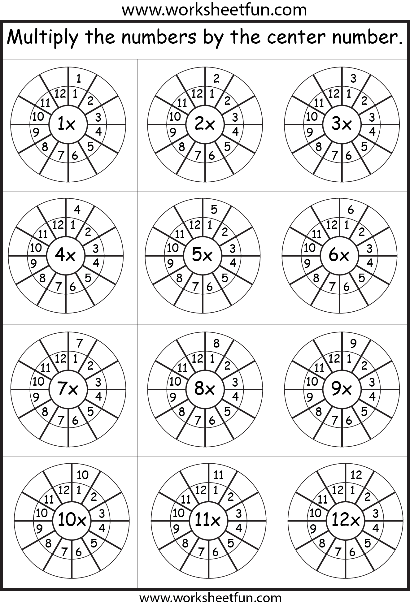 Times Table 2 12 Worksheets 1 2 3 4 5 6 7 8 9 10 11 12