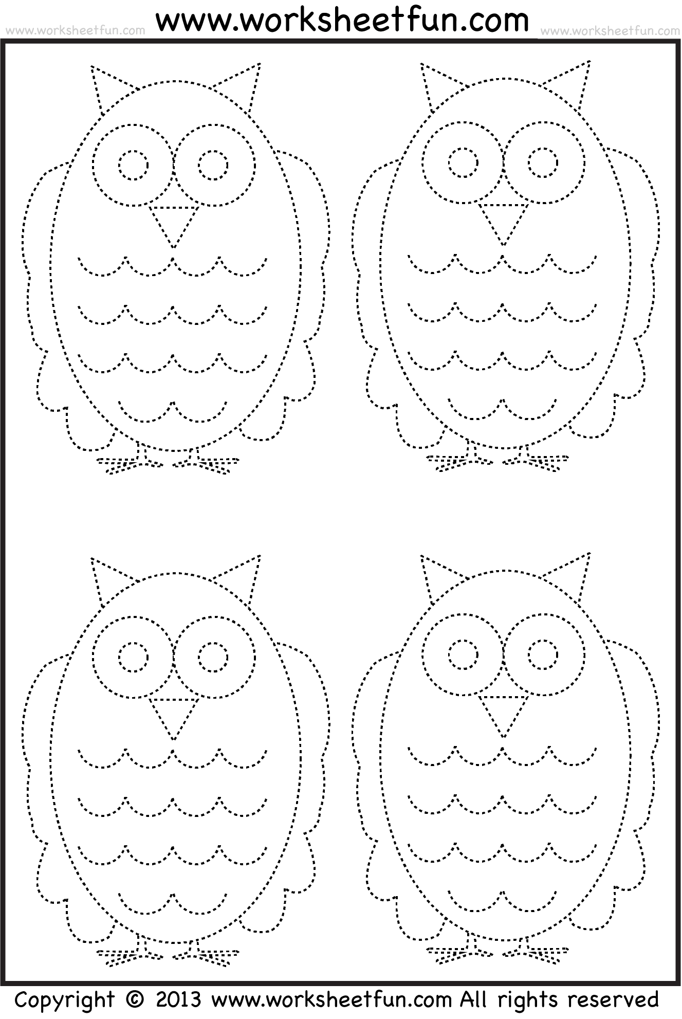 Owl Tracing and Coloring – 4 Halloween Worksheets / FREE Printable ...