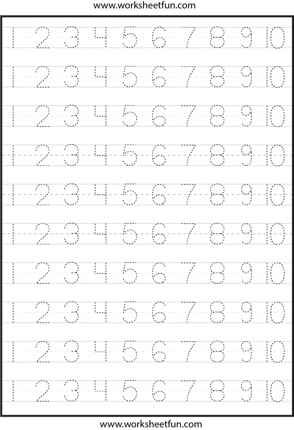 Number Tracing – Two Worksheets / FREE Printable Worksheets – Worksheetfun