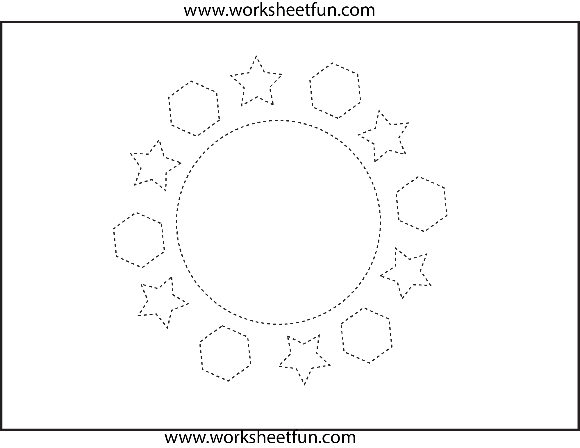 Shapes – Circle, Hexagon, Star – One Worksheet / FREE Printable ...