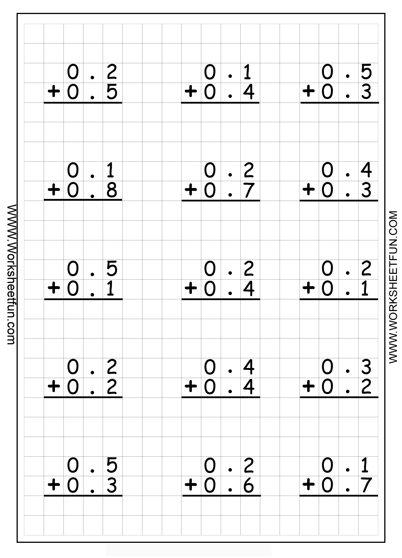 Decimal Addition – No Regrouping – 6 Worksheets / FREE Printable ...