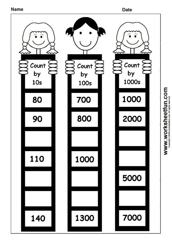 Skip Counting by 10, 100 and 1000 – 1 Worksheet / FREE Printable ...