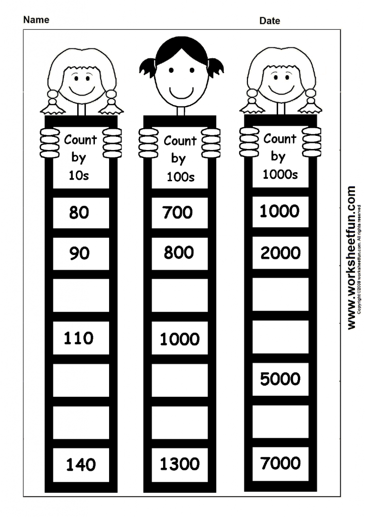 Skip Counting by 10, 100 and 1000 – 1 Worksheet / FREE Printable ...