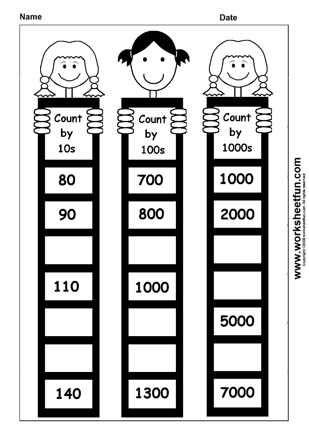 Skip Counting by 10, 100 and 1000 – 1 Worksheet / FREE Printable ...