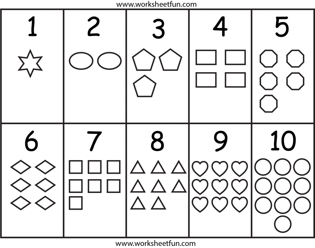 Numbers & Shapes / FREE Printable Worksheets – Worksheetfun