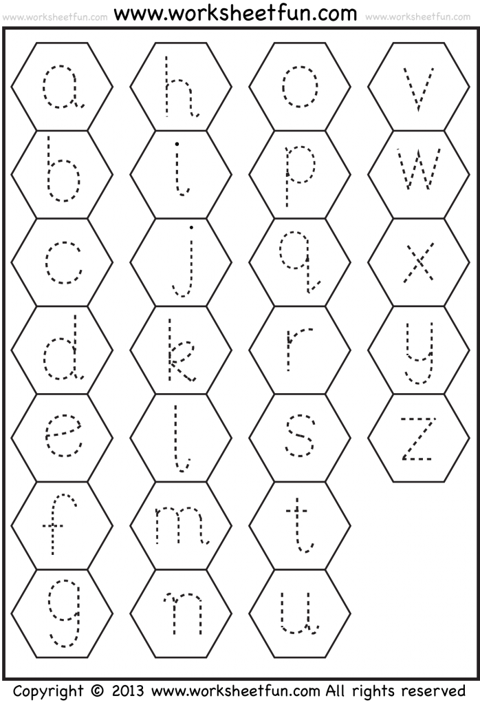 Small Letter Tracing – Lowercase – Worksheet – Hexagon / FREE Printable ...