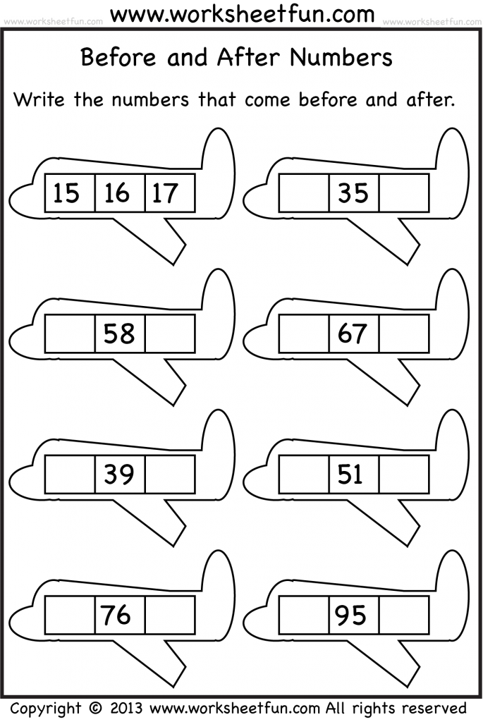 Before And After Worksheets Worksheets Day Number Before And After