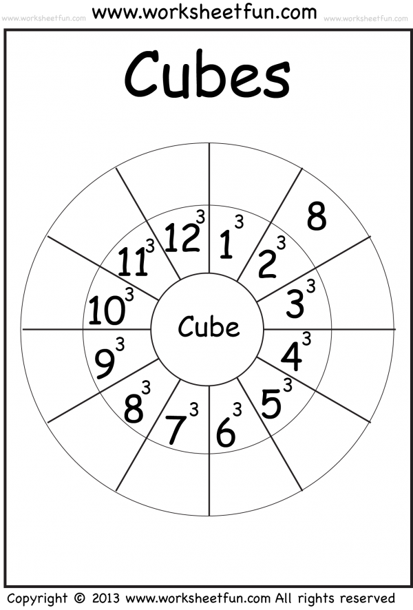 Cubes – 1-12 – Worksheet / FREE Printable Worksheets – Worksheetfun