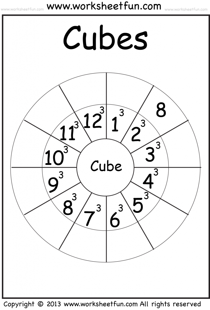 Cubes – 1-12 – Worksheet / FREE Printable Worksheets – Worksheetfun