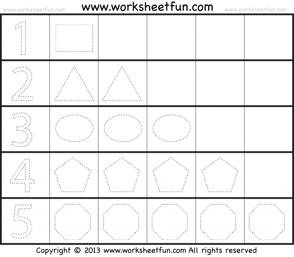 Shapes and Numbers – Tracing Worksheet / FREE Printable Worksheets ...