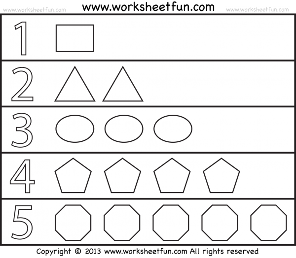 Shapes and Numbers – 1 Worksheet / FREE Printable Worksheets – Worksheetfun