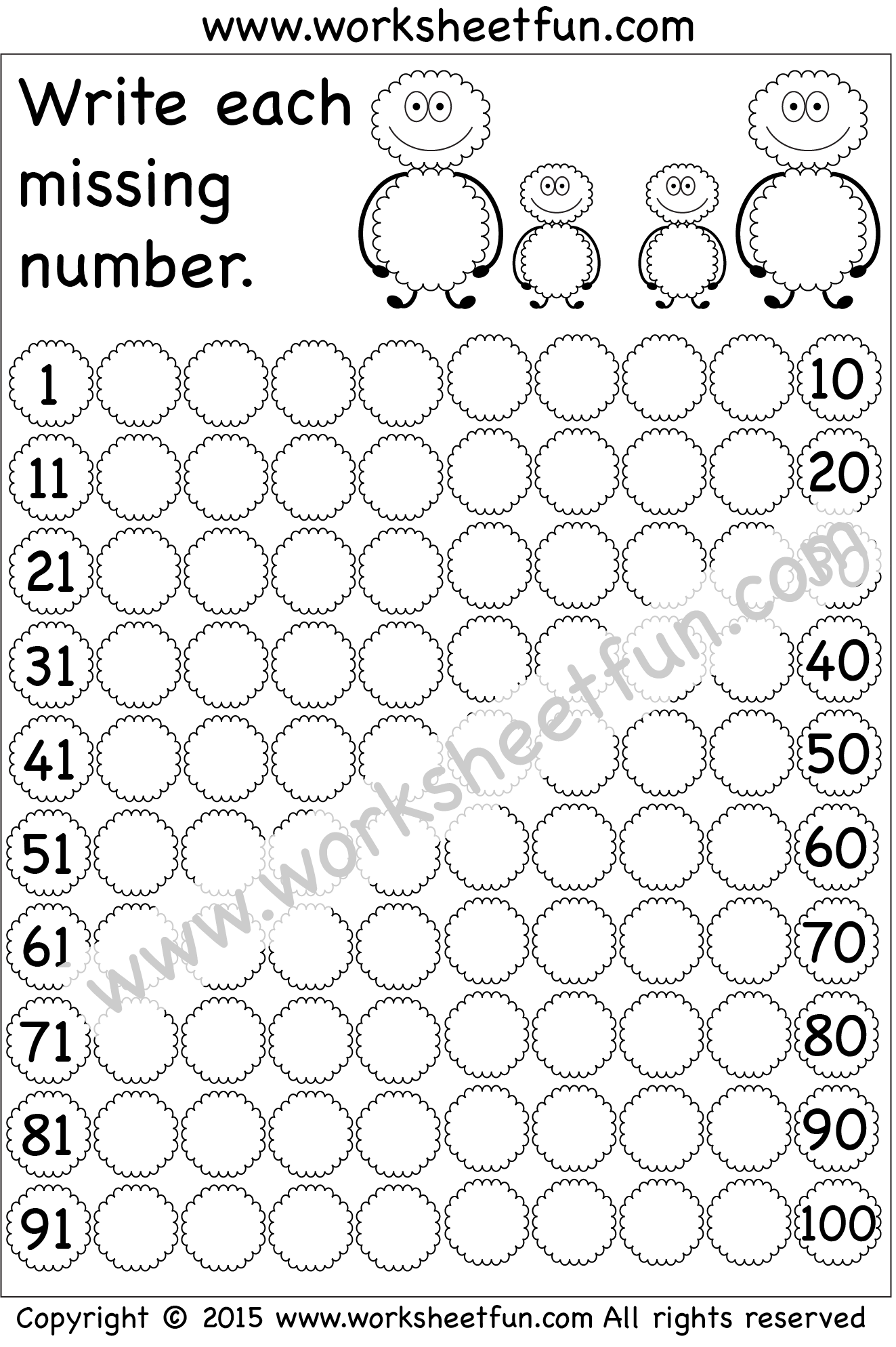 Missing Numbers – 1-100 – Worksheet / FREE Printable Worksheets ...