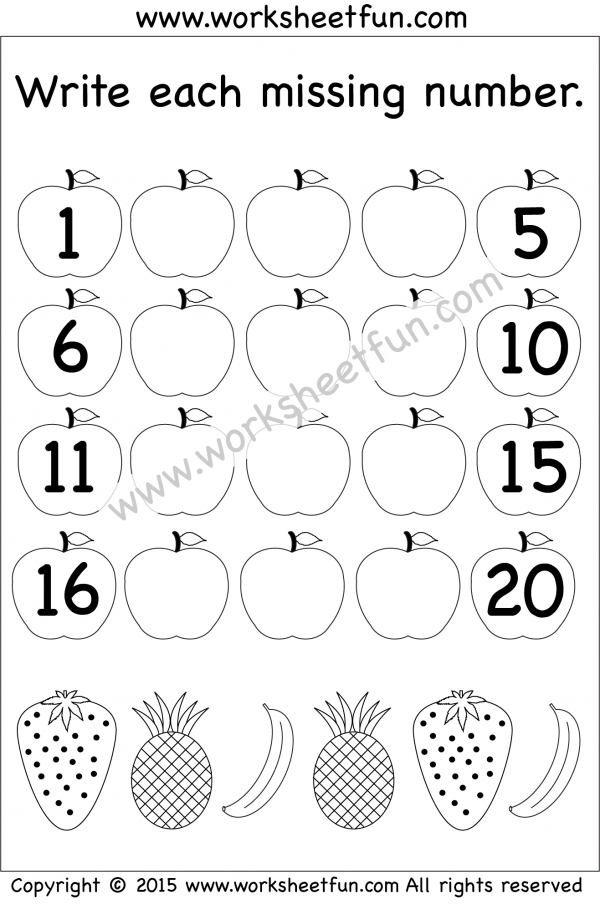 Missing Numbers 1-20 – Worksheet / FREE Printable Worksheets – Worksheetfun