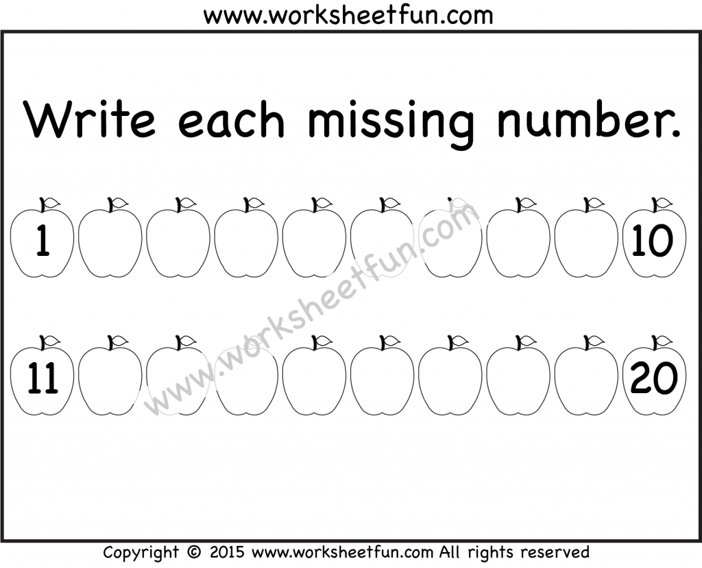 Missing Numbers 1-20 – Apples – Worksheet / FREE Printable Worksheets ...