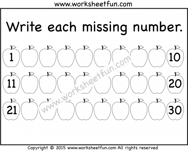 Missing Numbers – 1-30 – Worksheet / FREE Printable Worksheets ...