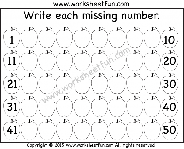 Missing Numbers – 1-50 – Worksheet / FREE Printable Worksheets ...