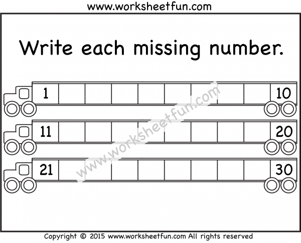 Missing Numbers – 1-30 – Worksheet / FREE Printable Worksheets ...