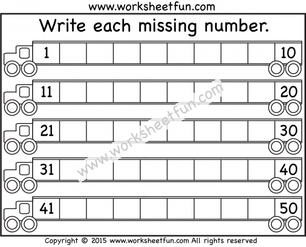 Missing Numbers – 1-50 – Worksheet / FREE Printable Worksheets ...