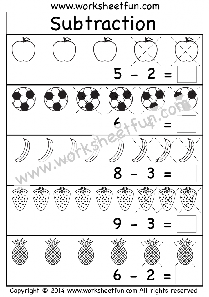 Beginner Subtraction – 5 Kindergarten Picture Subtraction Worksheets ...