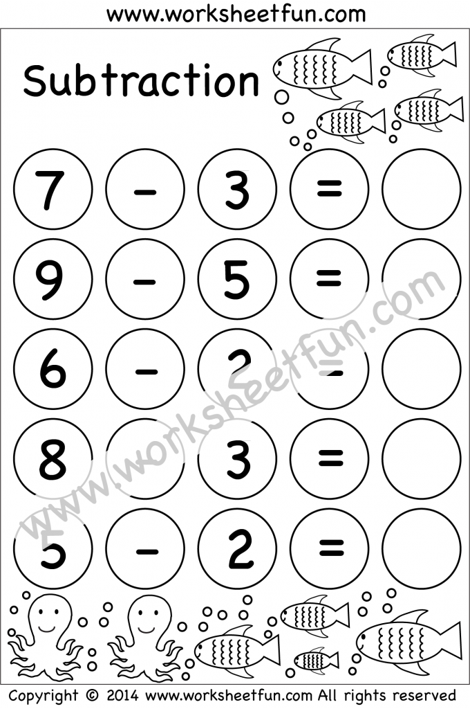 Subtraction – 5 Kindergarten Subtraction Worksheets / FREE Printable ...