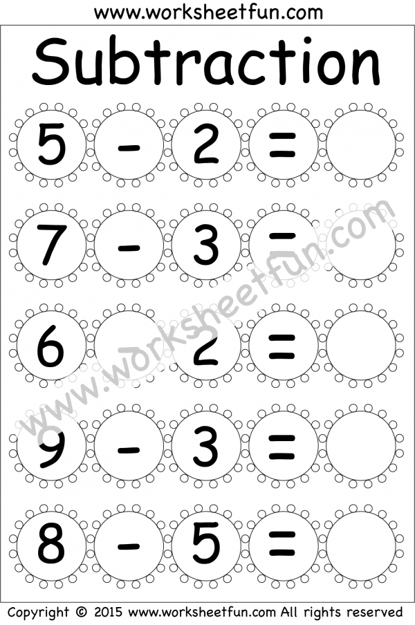 Subtraction – 5 Kindergarten Subtraction Worksheets / FREE Printable ...