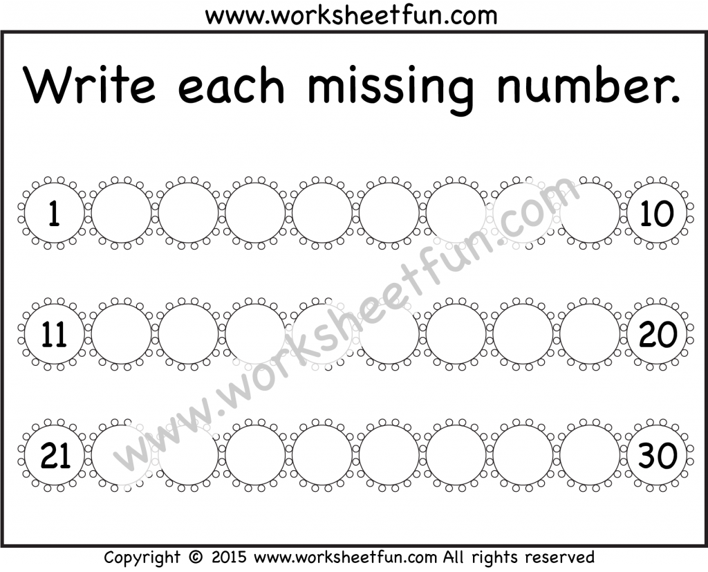 Missing Numbers – 1-30 – Worksheet / FREE Printable Worksheets ...