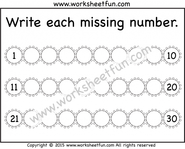 Missing Numbers – 1-30 – Worksheet / FREE Printable Worksheets ...