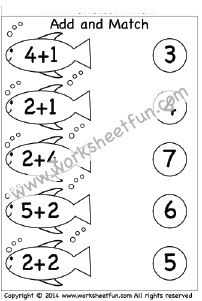 Kindergarten Addition Worksheets – Add and Match – 2 Worksheets / FREE ...