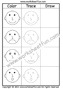 Feelings And Emotions – Color, Trace and Draw – 1 Worksheet / FREE ...
