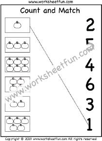 Pumpkin Themed Count and Match Worksheet – Numbers 1-10 – One Worksheet / FREE Printable ...