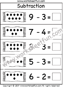 Beginner Subtraction – Kindergarten Subtraction Worksheet – 1 Worksheet ...