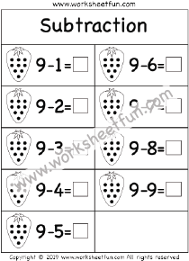 Subtract from 9 – One Worksheet / FREE Printable Worksheets – Worksheetfun