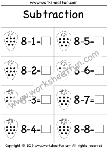 Subtract from 8 – One Worksheet / FREE Printable Worksheets – Worksheetfun