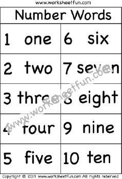 Number Word Worksheet – Number Chart 1-10 – One Worksheet / FREE ...