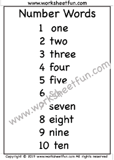 Number Word Worksheet – Number Chart 1-10 – One Worksheet / FREE ...