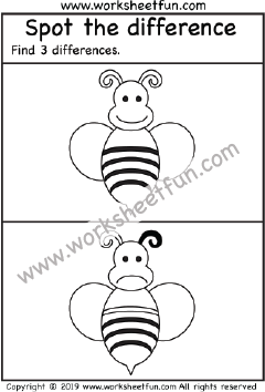 Spot the difference – Bee – One Worksheet / FREE Printable Worksheets ...