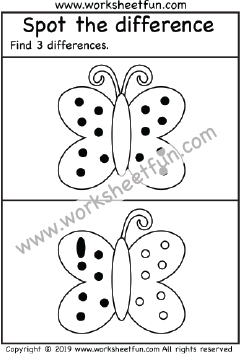 Spot the difference – Butterfly – One Worksheet / FREE Printable ...