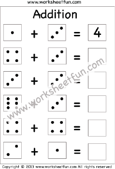 Dice Addition – One Worksheet / FREE Printable Worksheets – Worksheetfun