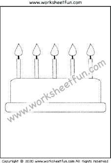 Picture Tracing – Happy Birthday Cake – 2, 3, 4, 5 and 6 Candles – Six ...