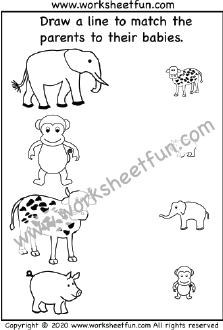Mother and Baby Animals – One Worksheet / FREE Printable Worksheets ...