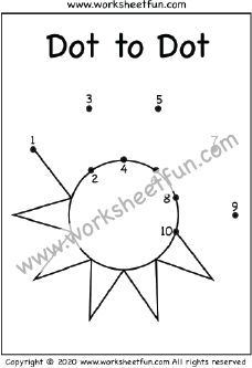 Dot to Dot – Sun – Numbers 1-10 – One Worksheet / FREE Printable ...