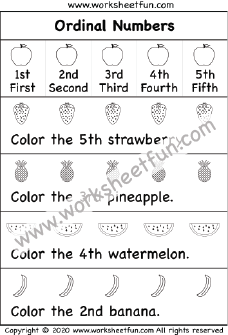 Ordinal Numbers – One Worksheet / FREE Printable Worksheets – Worksheetfun