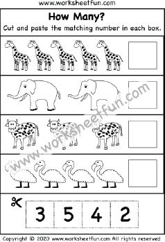 Count How Many – Cut and Paste – One Worksheet / FREE Printable ...