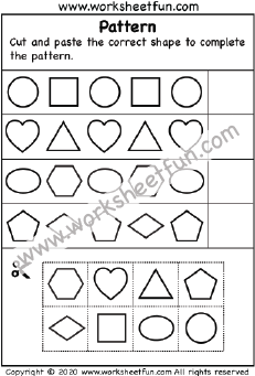 Shape Patterns – Cut and Paste – One Worksheet / FREE Printable ...