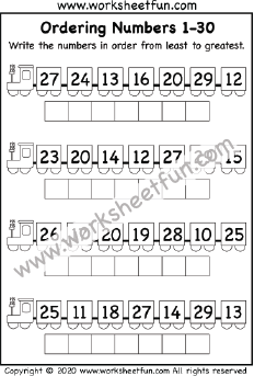 Ordering Numbers 1-30 – Two Worksheets / FREE Printable Worksheets ...