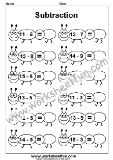 Subtraction Within 20 – One Worksheet / FREE Printable Worksheets ...